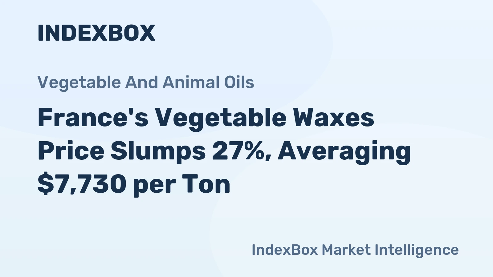 France's Vegetable Waxes Price Slumps 27%, Averaging $7,730 per Ton