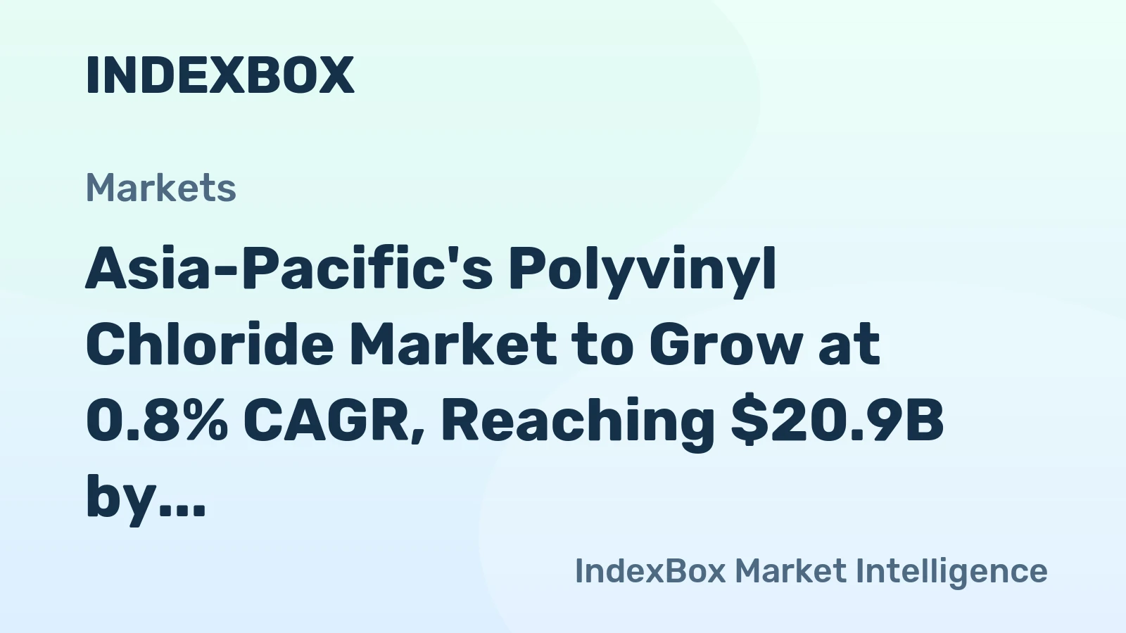Asia-Pacific's Polyvinyl Chloride Market to Grow at 0.8% CAGR, Reaching $20.9B by 2035