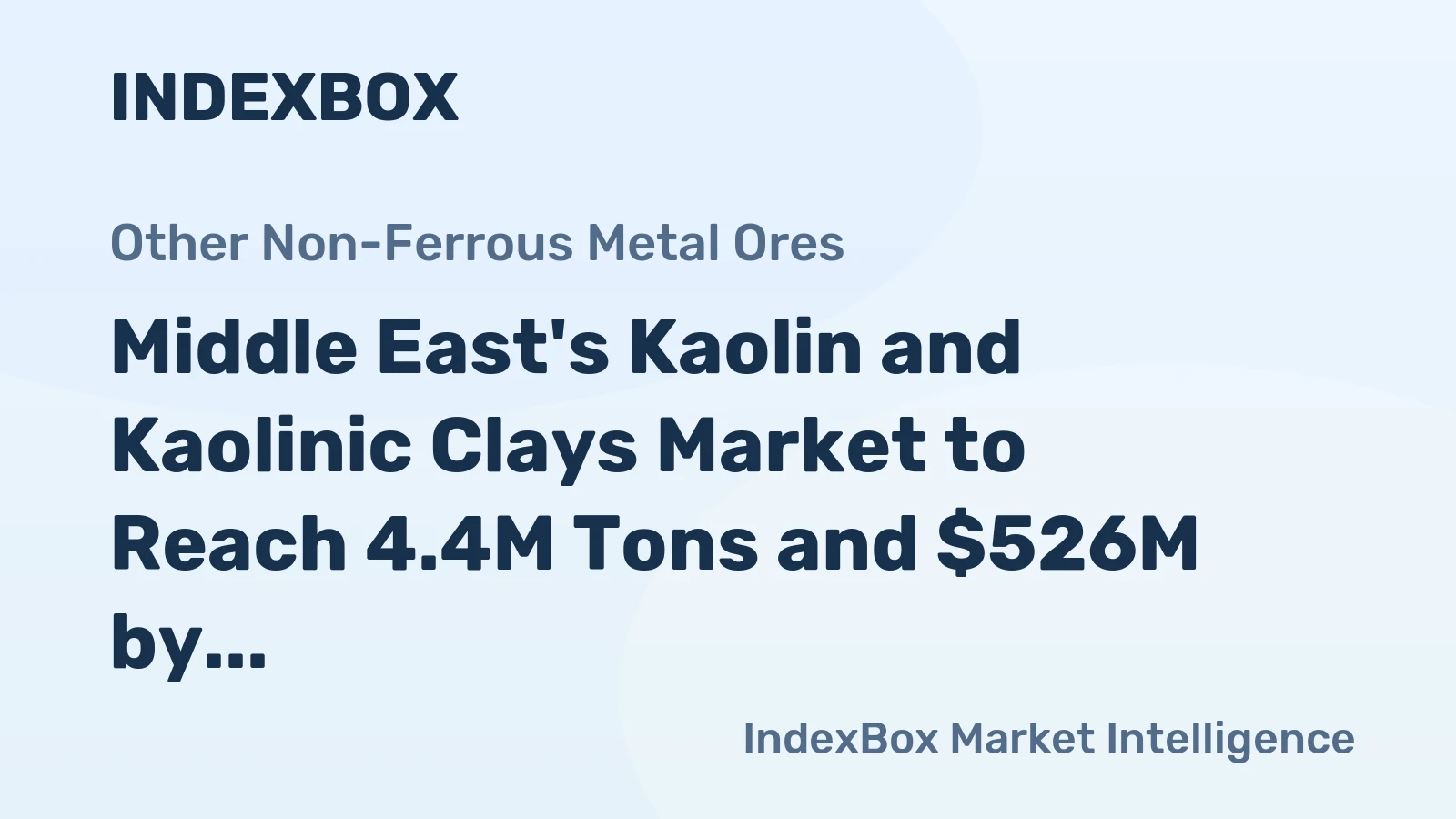 Middle East's Kaolin and Kaolinic Clays Market to Reach 4.4M Tons and $526M by 2035