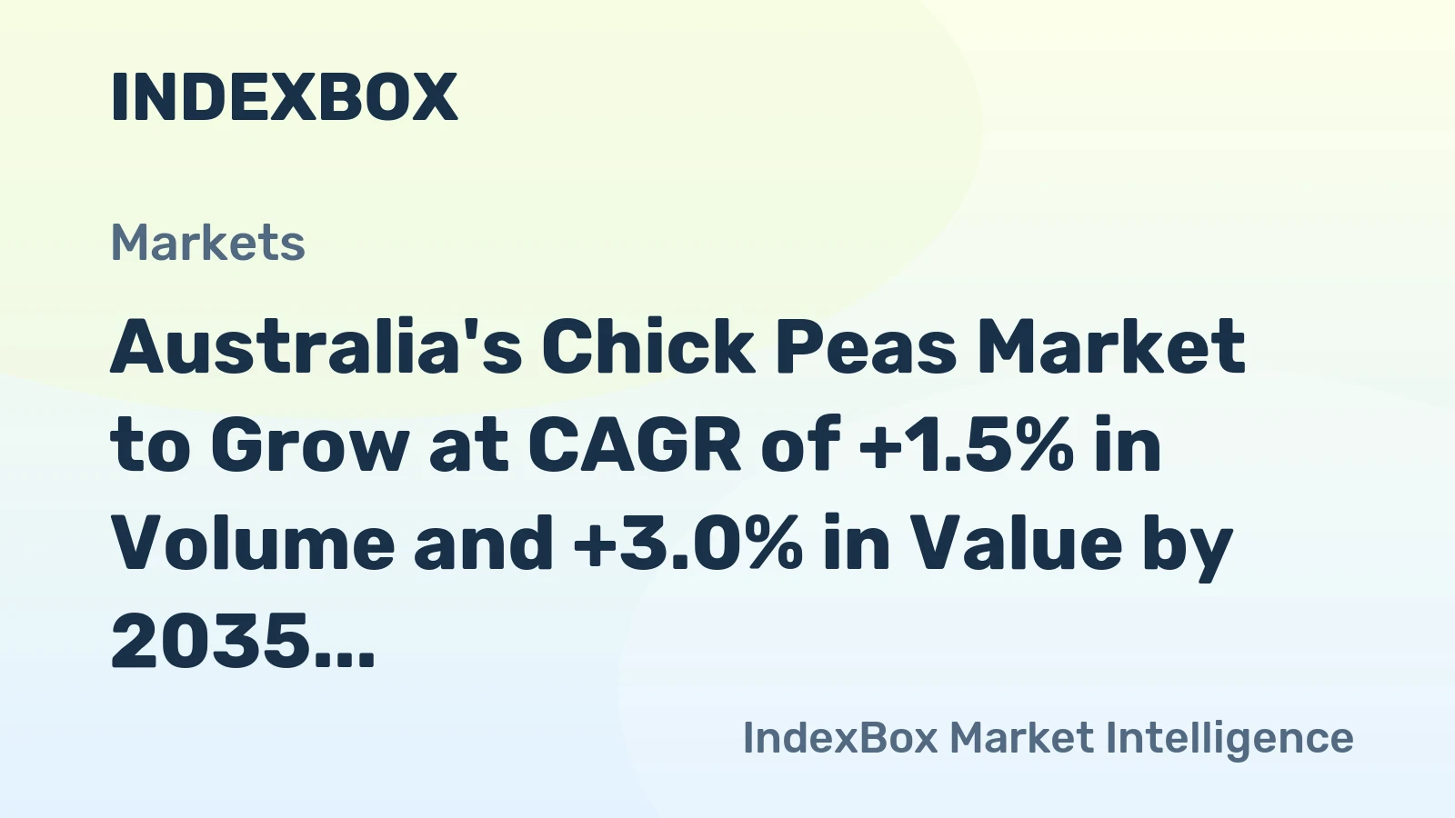 Australia's Chick Peas Market to Grow at CAGR of +1.5% in Volume and +3.0% in Value by 2035