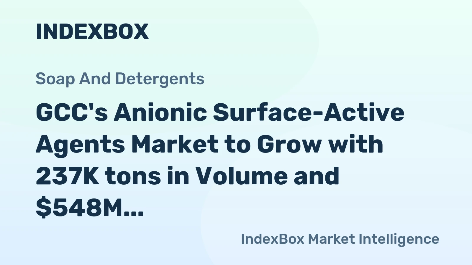 GCC's Anionic Surface-Active Agents Market to Grow with 237K tons in Volume and $548M in Value by 2035