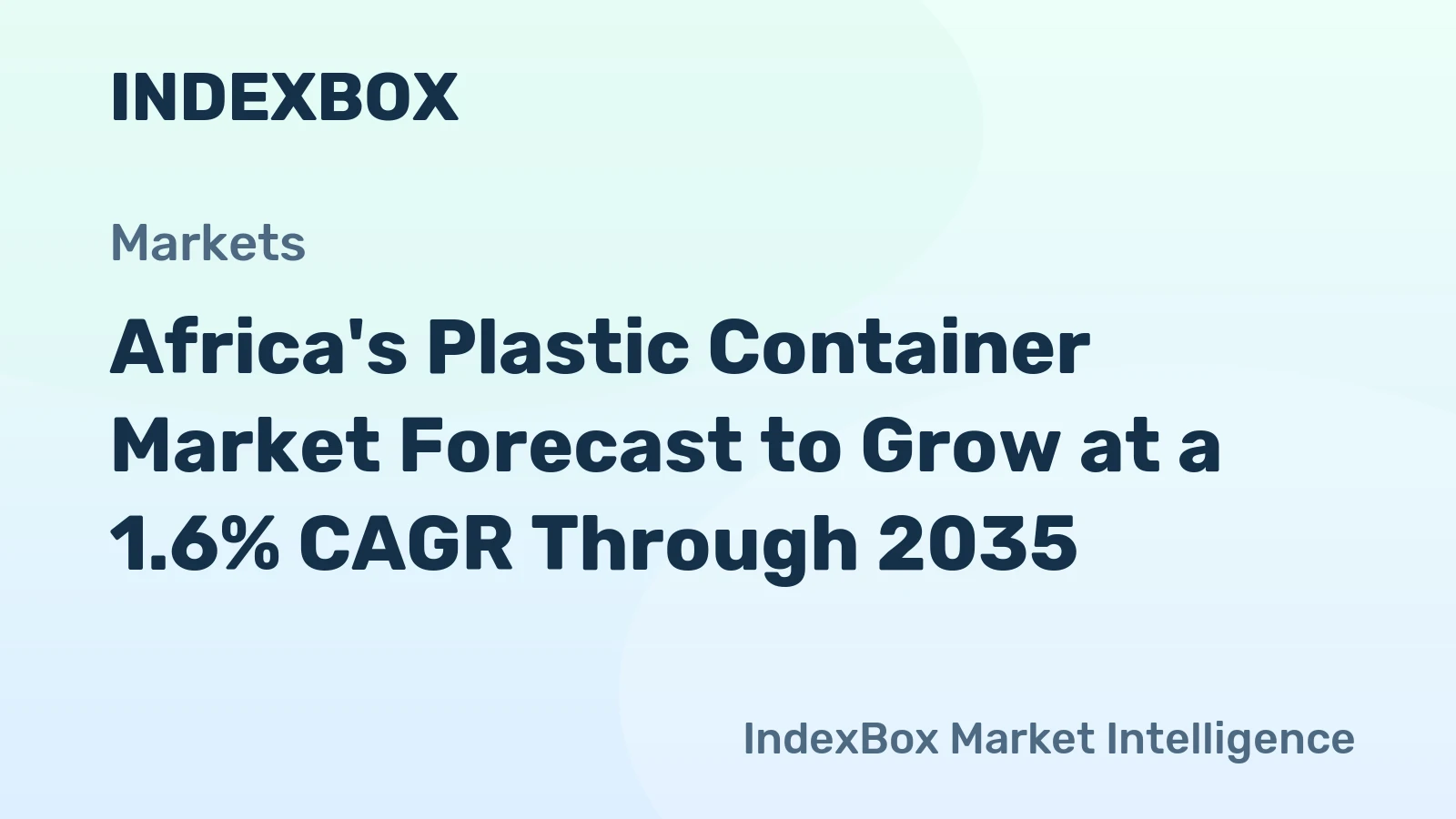 Africa's Plastic Container Market Forecast to Grow at a 1.6% CAGR Through 2035