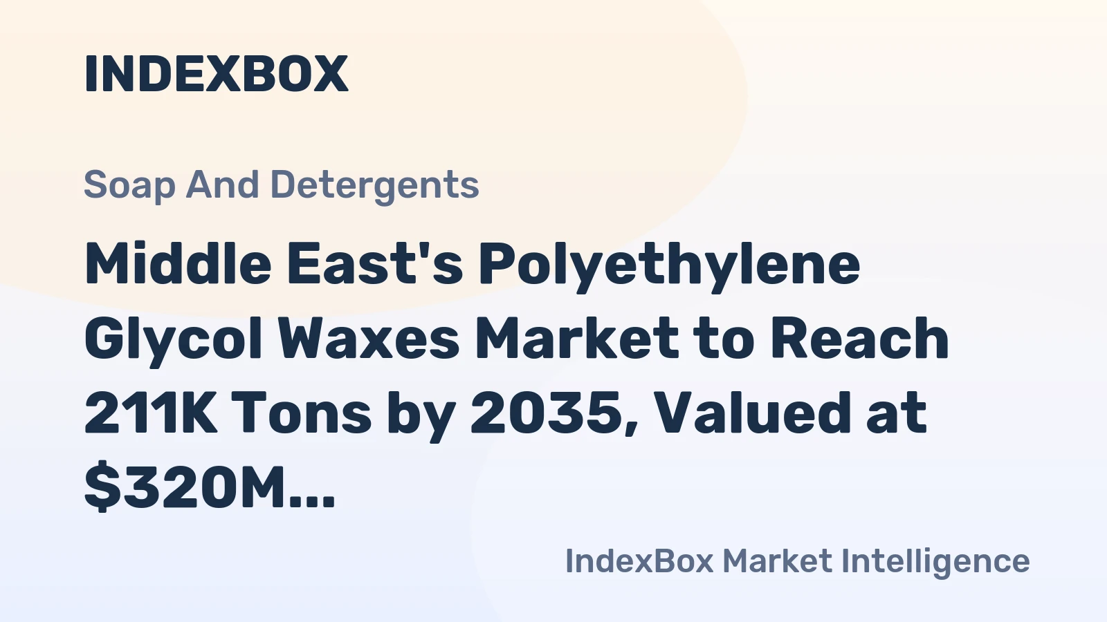 Middle East's Polyethylene Glycol Waxes Market to Reach 211K Tons by 2035, Valued at $320M