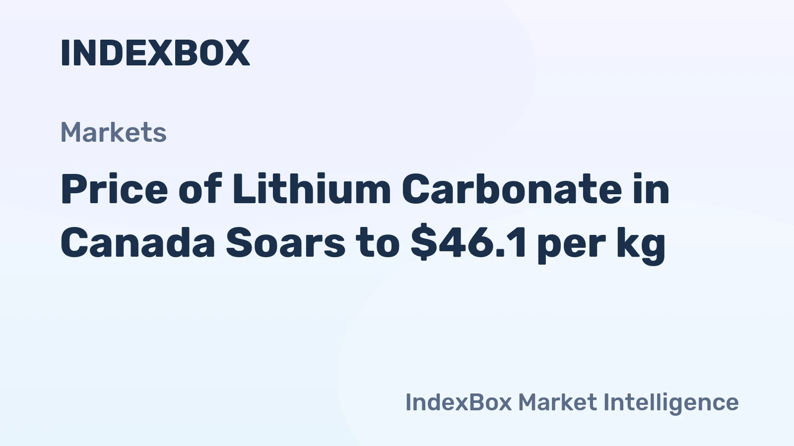 Price of Lithium Carbonate in Canada Soars to $46.1 per kg