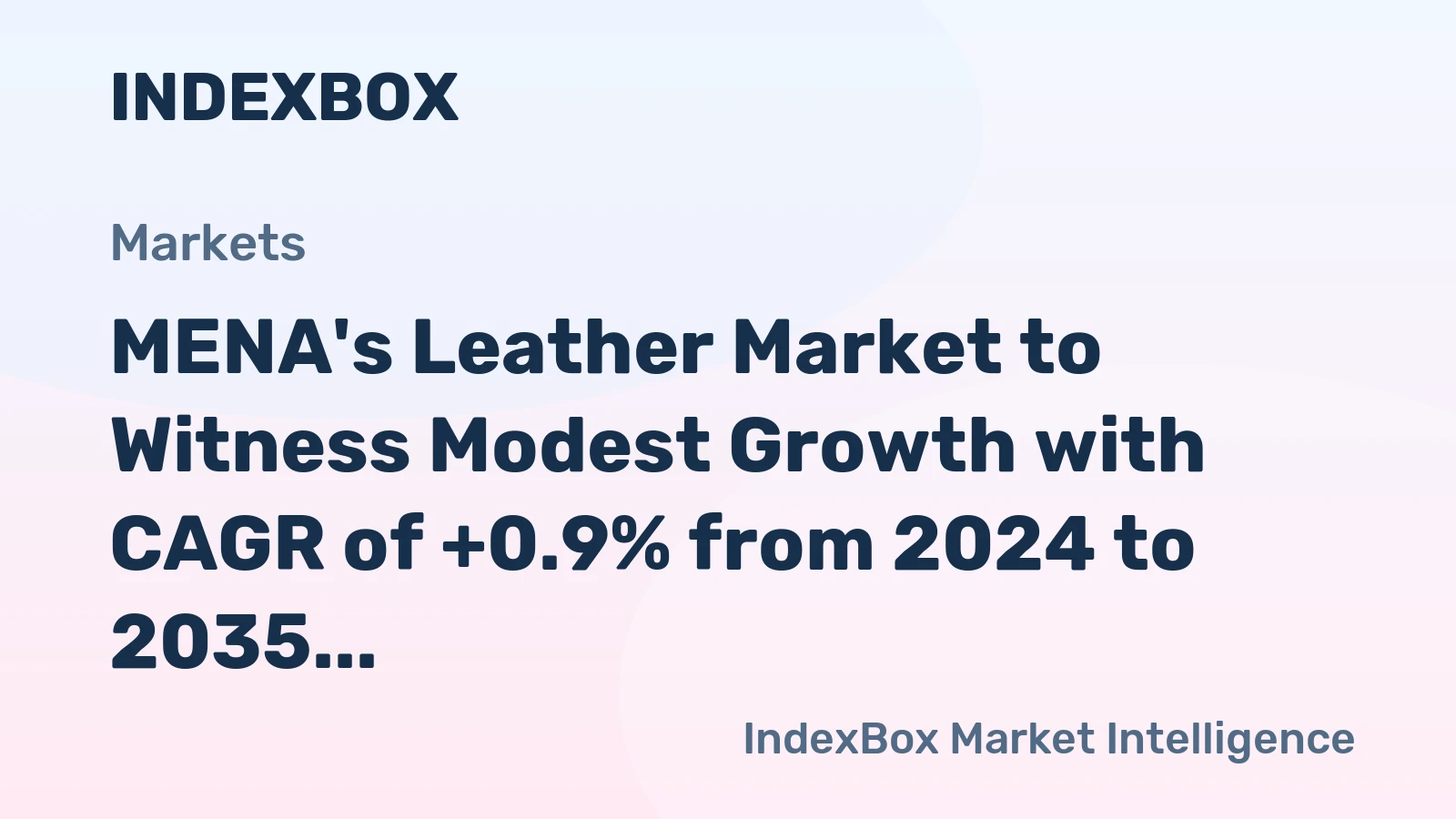 MENA's Leather Market to Witness Modest Growth with CAGR of +0.9% from 2024 to 2035