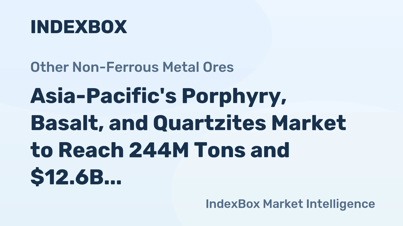 Asia-Pacific's Porphyry, Basalt, and Quartzites Market to Reach 244M Tons and $12.6B by 2035