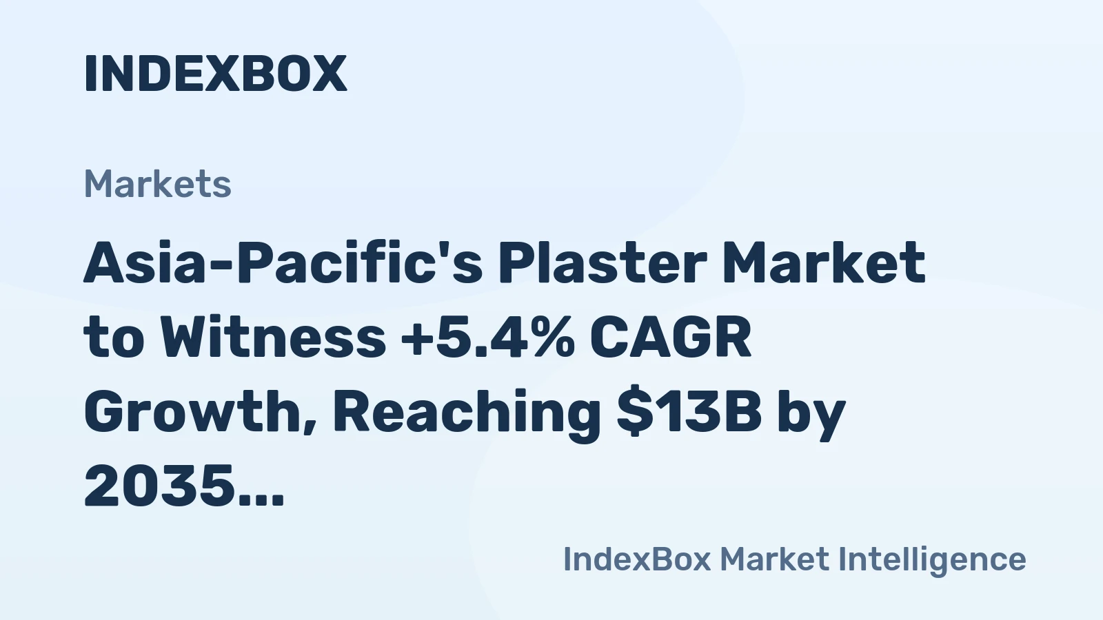 Asia-Pacific's Plaster Market to Witness +5.4% CAGR Growth, Reaching $13B by 2035