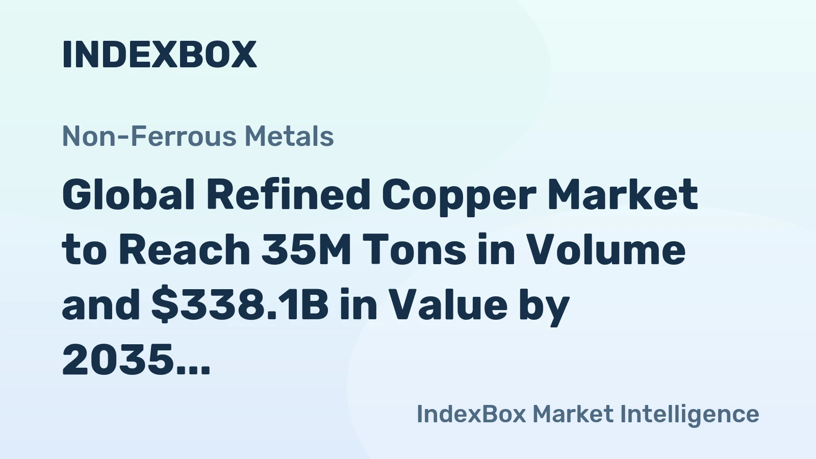 Global Refined Copper Market to Reach 35M Tons in Volume and $338.1B in Value by 2035, Driven by Increasing Demand Worldwide