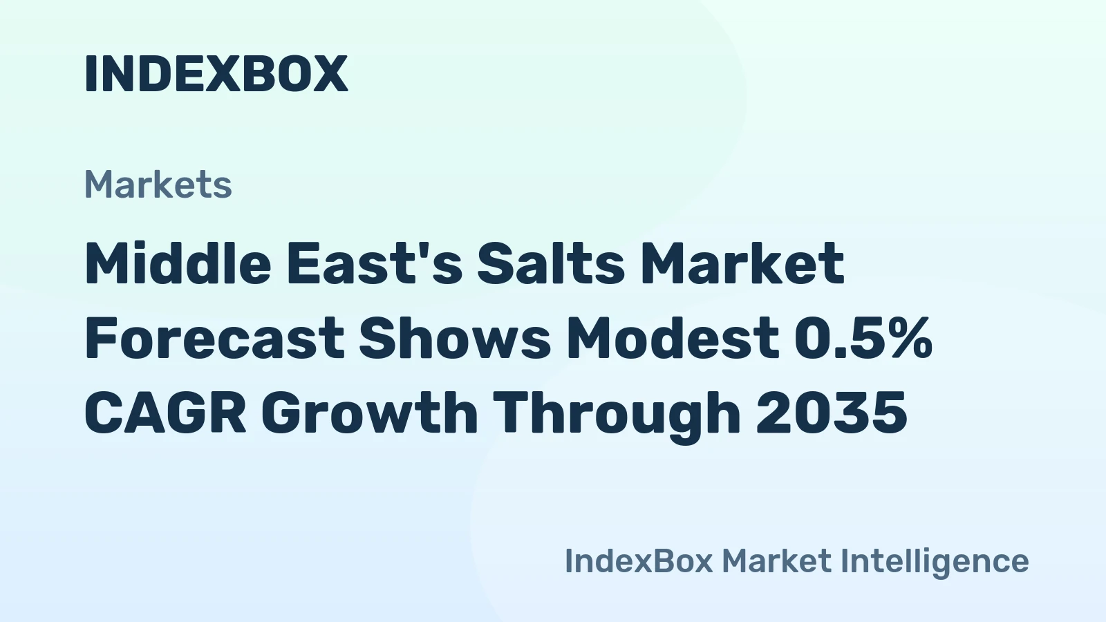 Middle East's Salts Market Forecast Shows Modest 0.5% CAGR Growth Through 2035