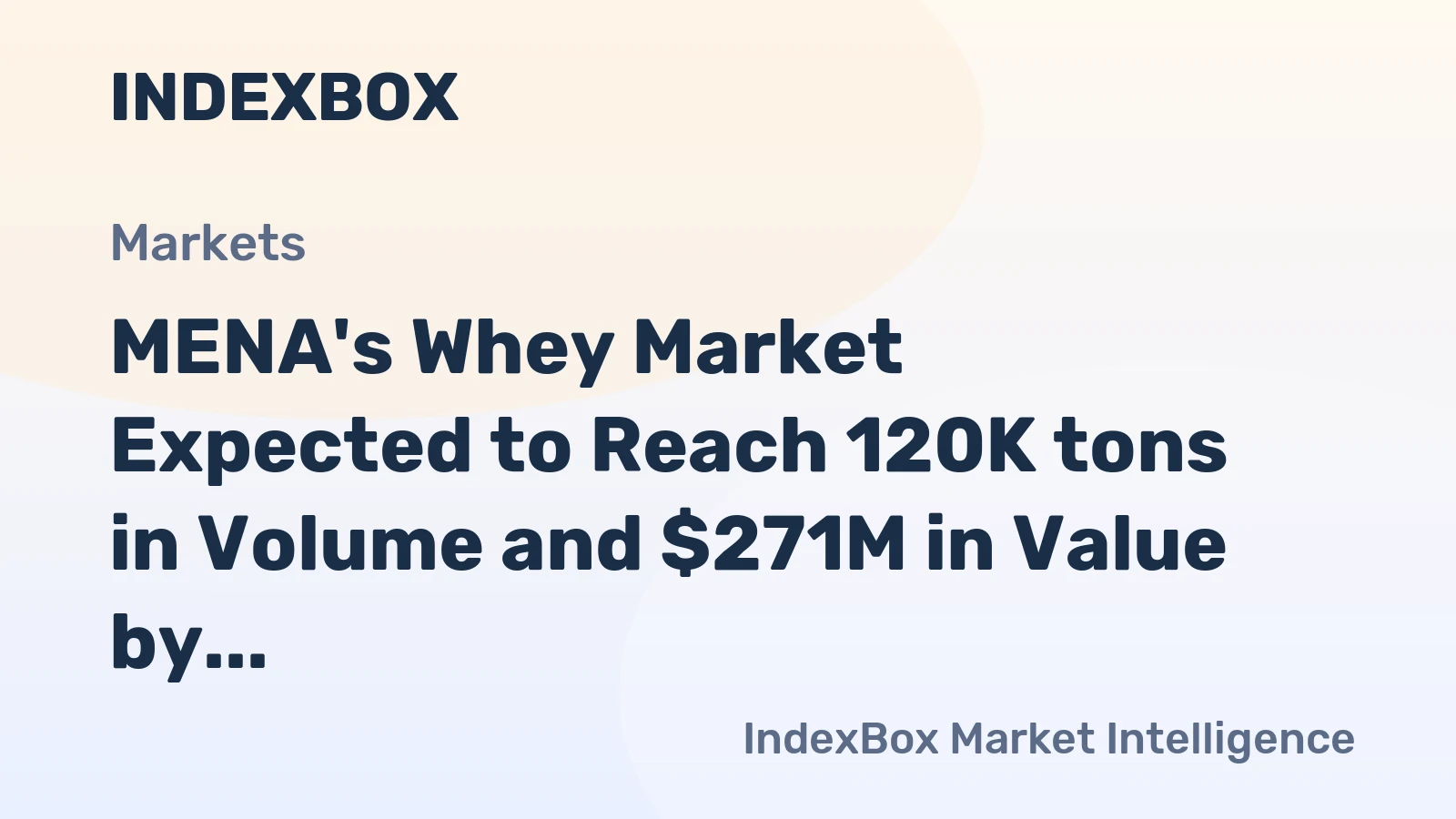 MENA's Whey Market Expected to Reach 120K tons in Volume and $271M in Value by 2035