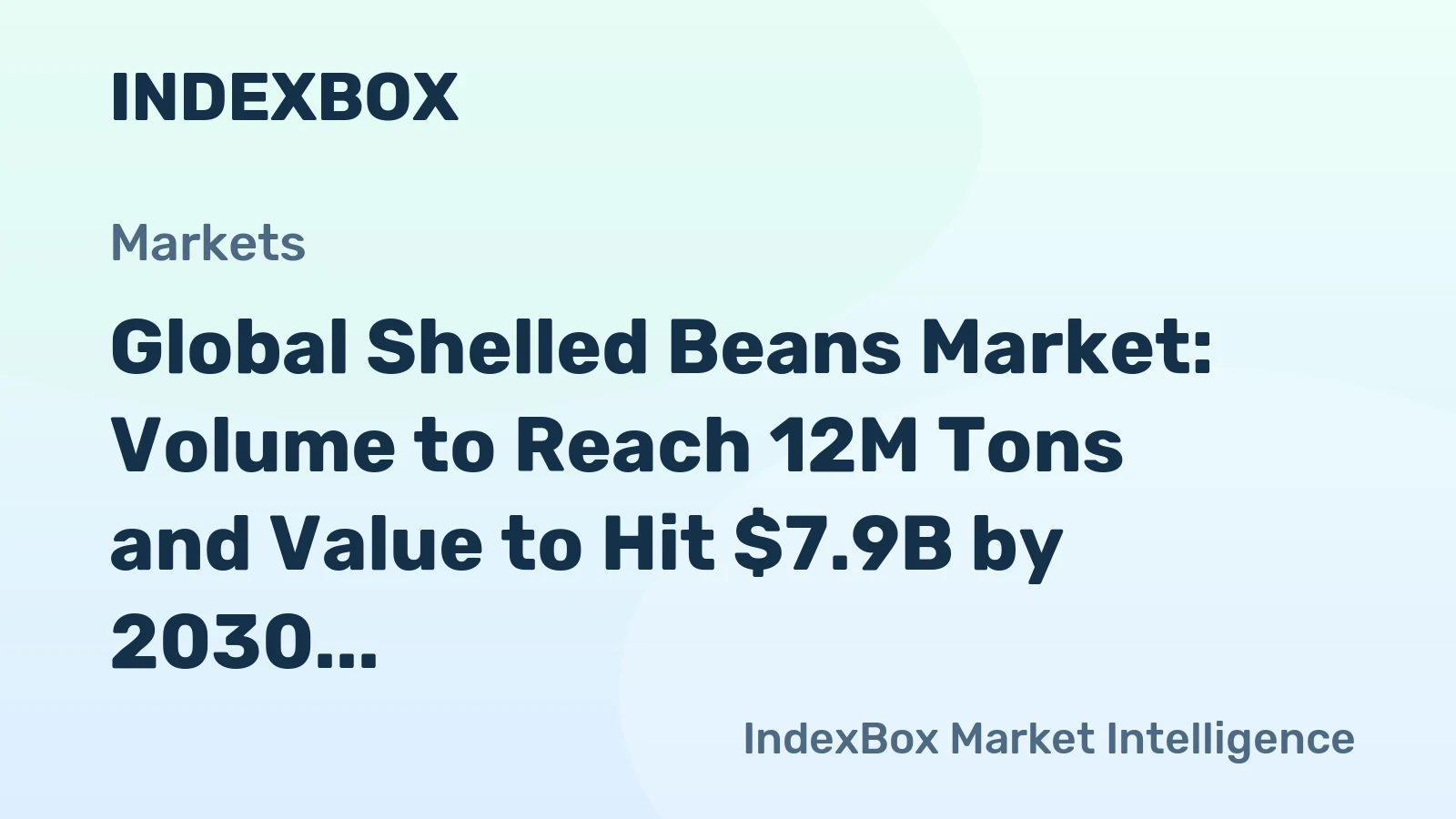 Global Shelled Beans Market: Volume to Reach 12M Tons and Value to Hit $7.9B by 2030