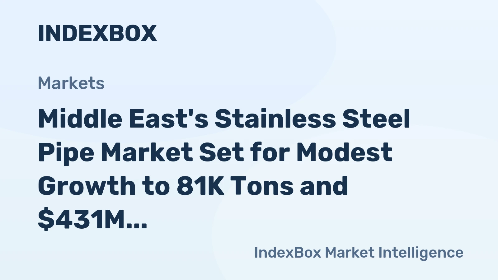 Middle East's Stainless Steel Pipe Market Set for Modest Growth to 81K Tons and $431M