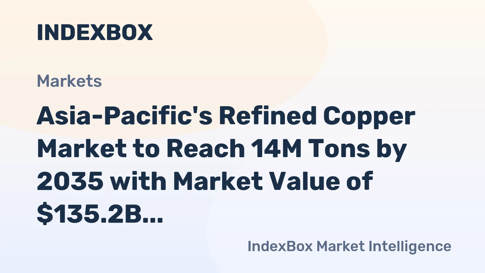 Asia-Pacific's Refined Copper Market to Reach 14M Tons by 2035 with Market Value of $135.2B