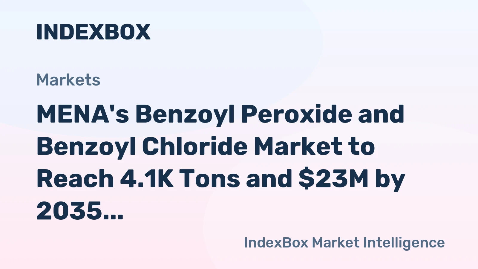 MENA's Benzoyl Peroxide and Benzoyl Chloride Market to Reach 4.1K Tons and $23M by 2035