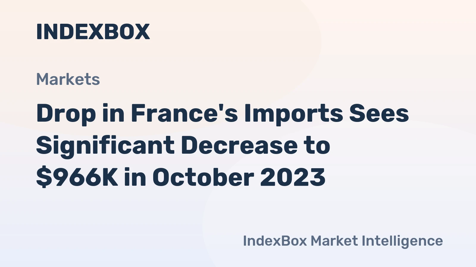 Drop in France's Imports Sees Significant Decrease to $966K in October 2023