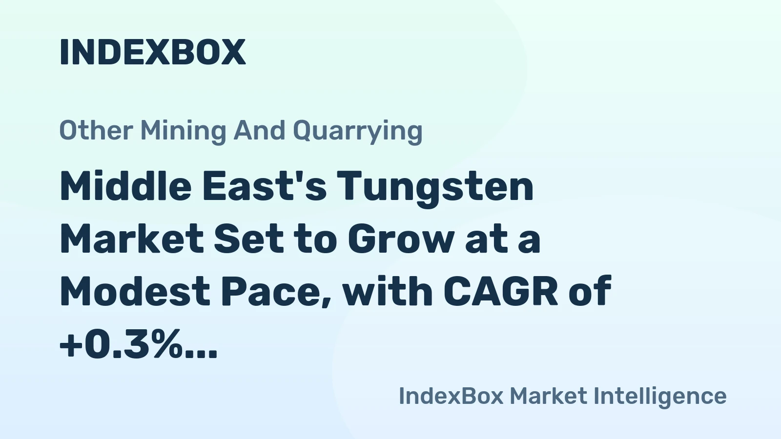 Middle East's Tungsten Market Set to Grow at a Modest Pace, with CAGR of +0.3%