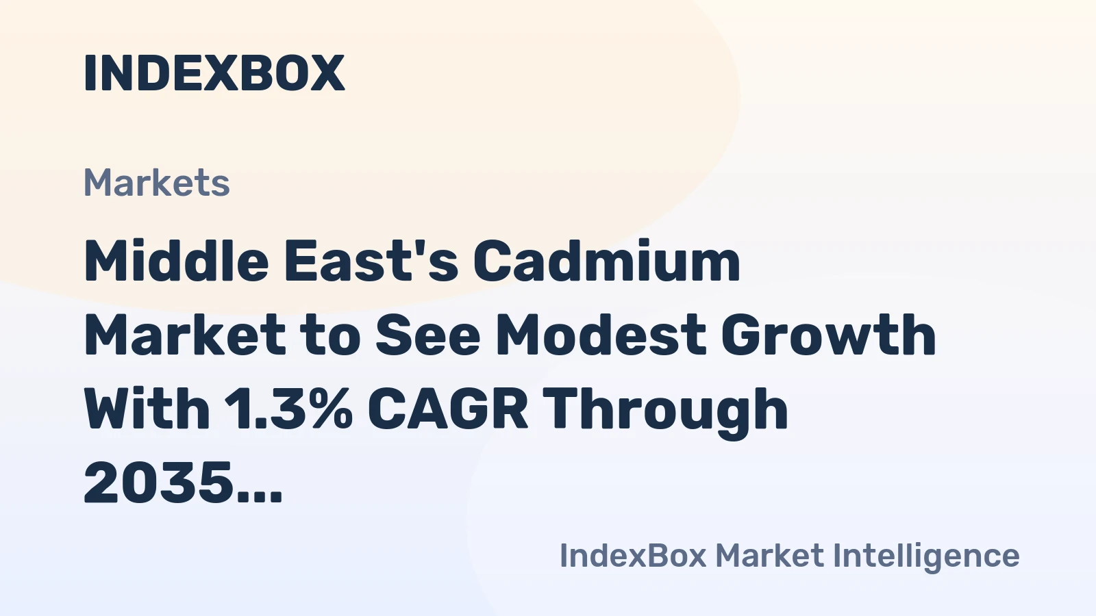Middle East's Cadmium Market to See Modest Growth With 1.3% CAGR Through 2035