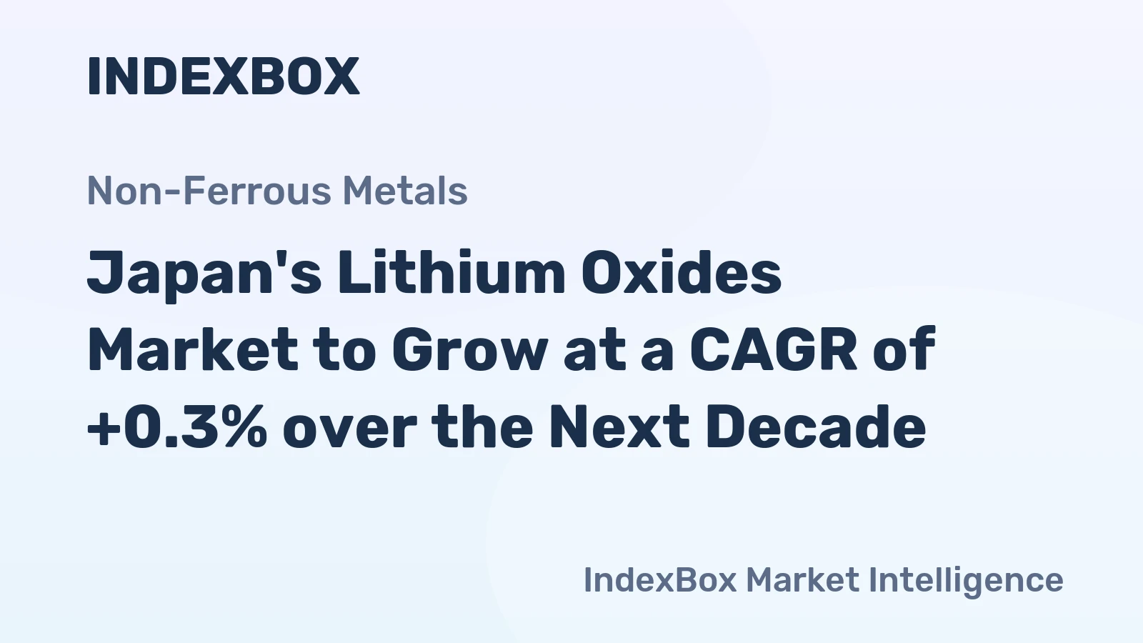 Japan's Lithium Oxides Market to Grow at a CAGR of +0.3% over the Next Decade