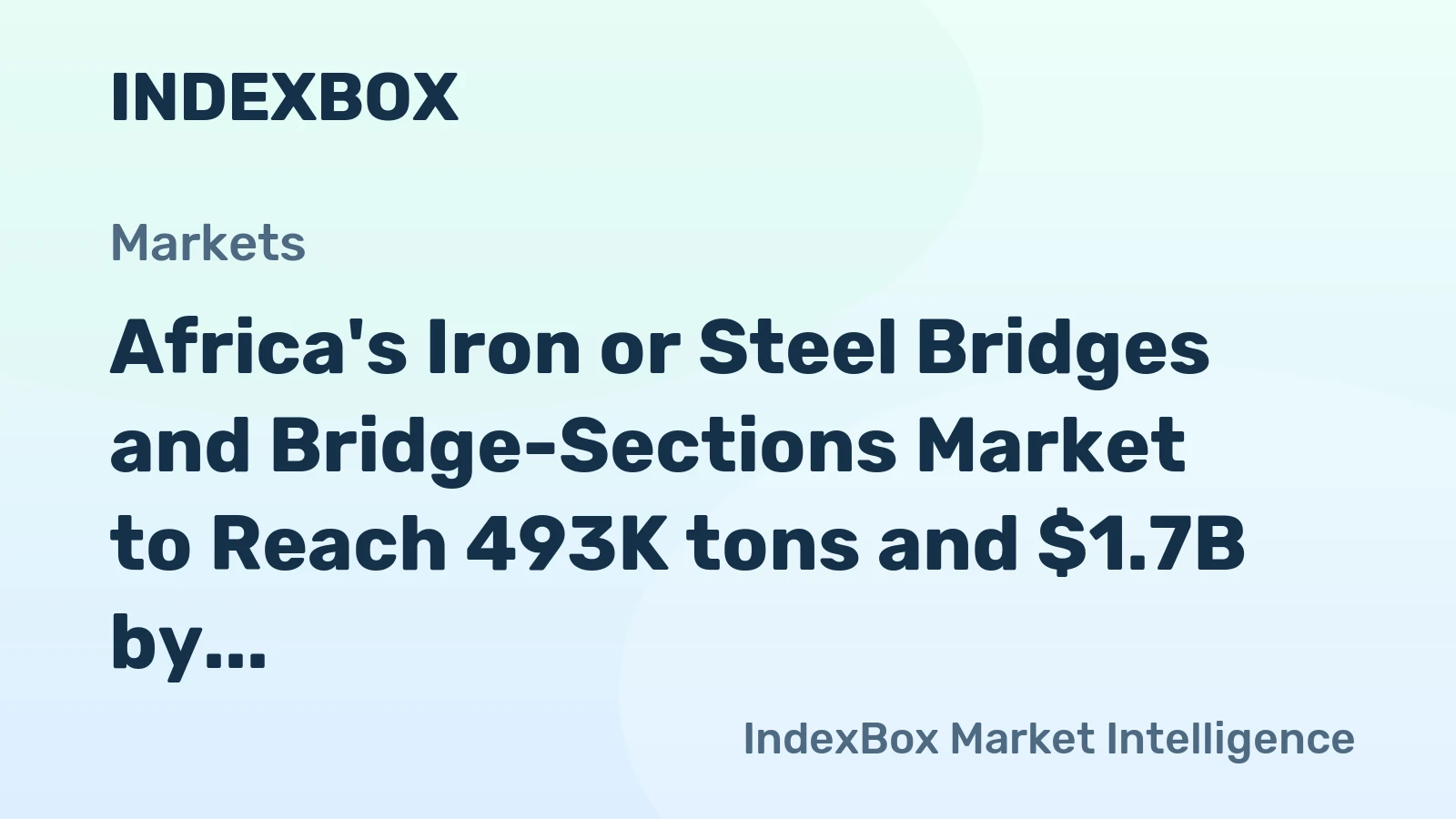 Africa's Iron or Steel Bridges and Bridge-Sections Market to Reach 493K tons and $1.7B by 2035