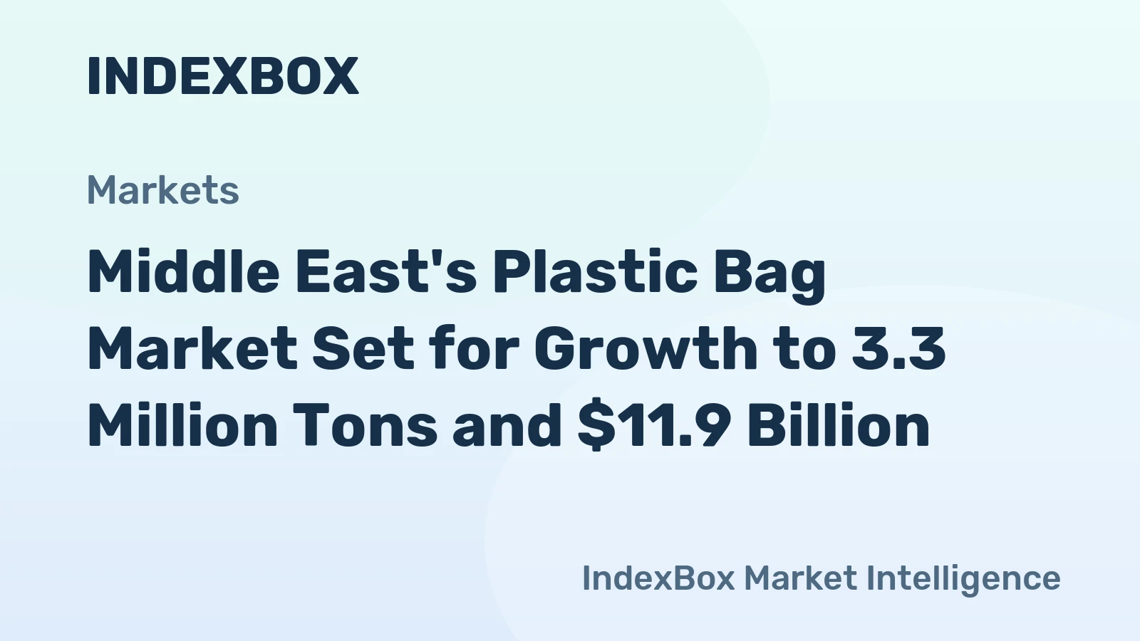 Middle East's Plastic Bag Market Set for Growth to 3.3 Million Tons and $11.9 Billion