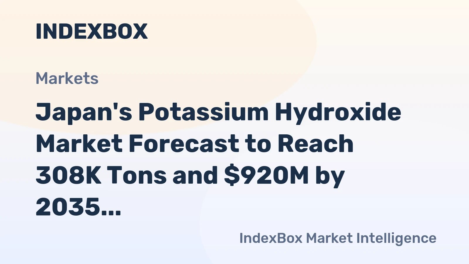 Japan's Potassium Hydroxide Market Forecast to Reach 308K Tons and $920M by 2035