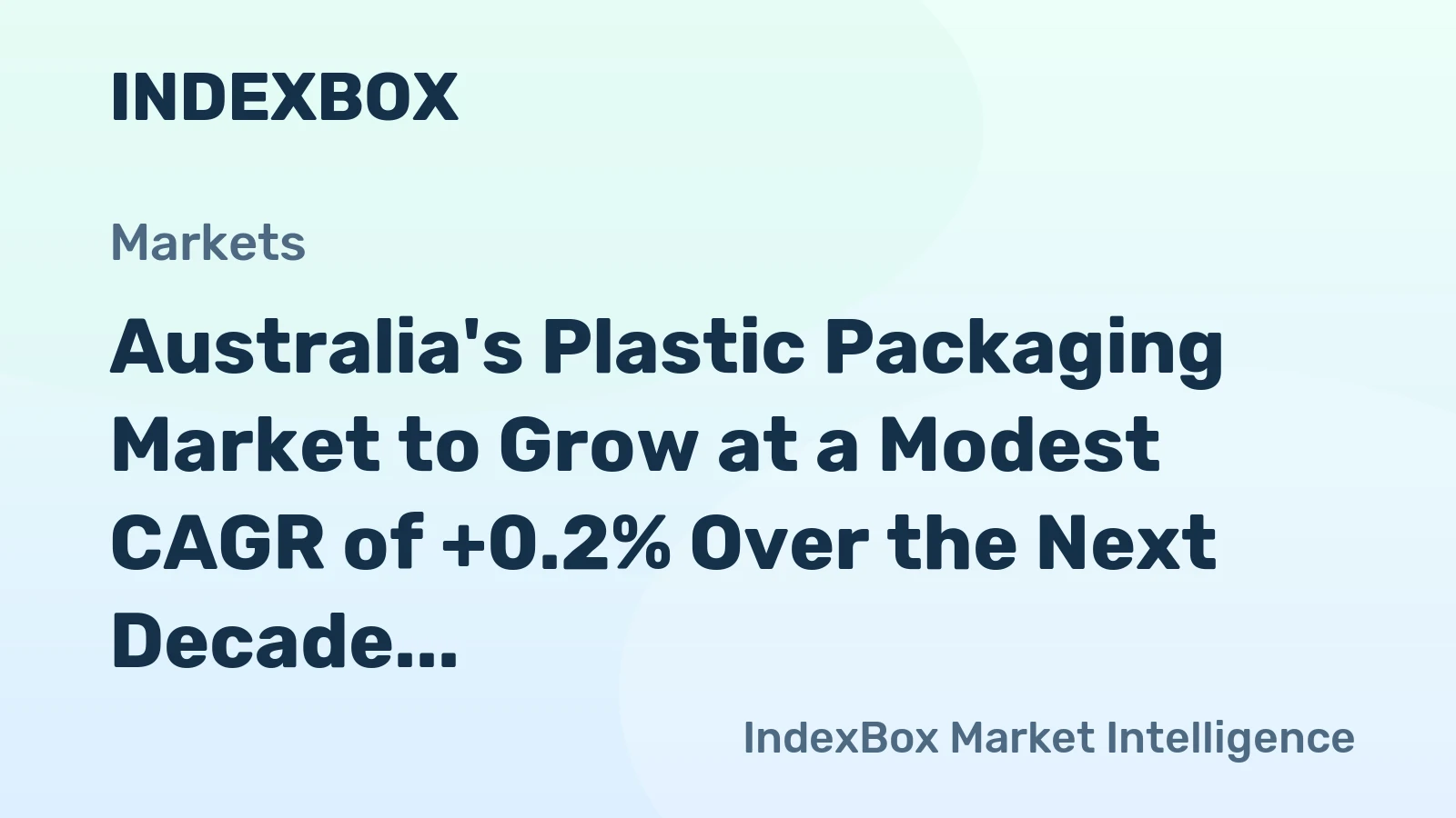 Australia's Plastic Packaging Market to Grow at a Modest CAGR of +0.2% Over the Next Decade