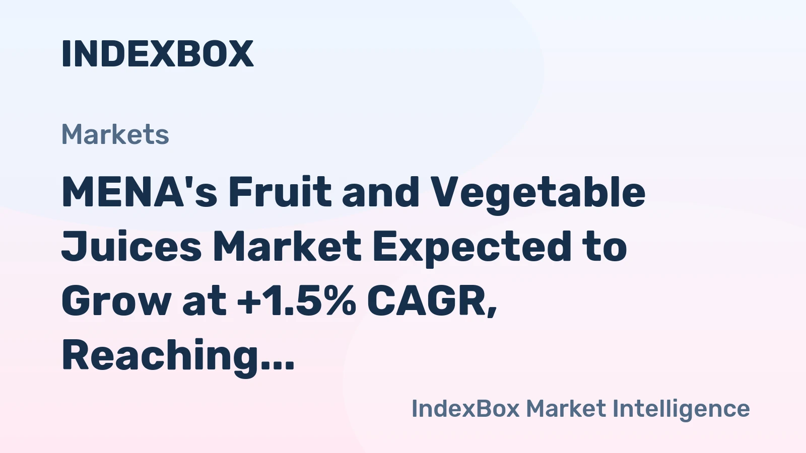 MENA's Fruit and Vegetable Juices Market Expected to Grow at +1.5% CAGR, Reaching $8.1B by 2035