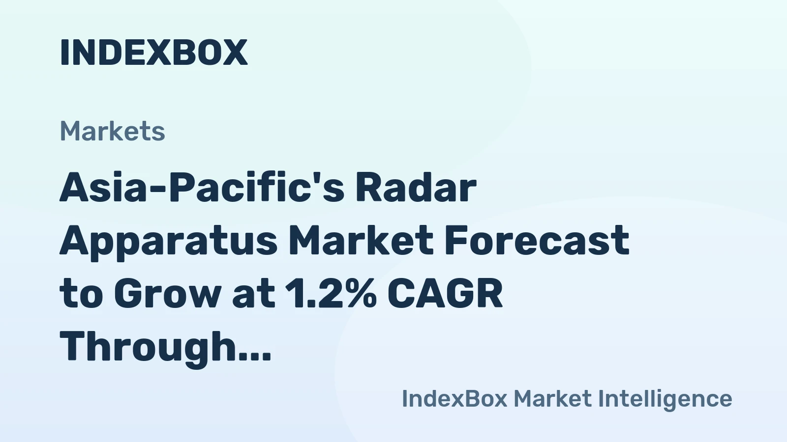 Asia-Pacific's Radar Apparatus Market Forecast to Grow at 1.2% CAGR Through 2035