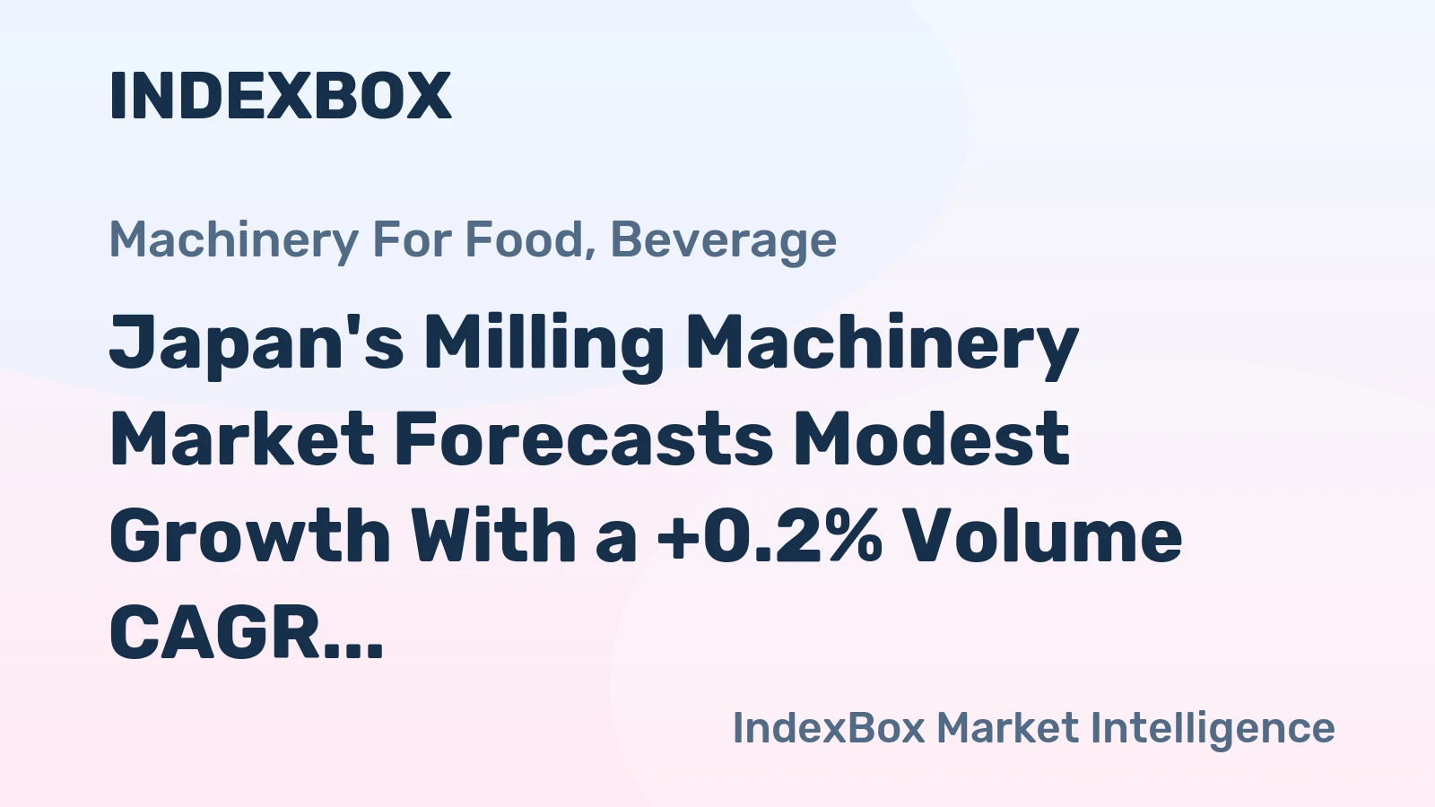 Japan's Milling Machinery Market Forecasts Modest Growth With a +0.2% Volume CAGR
