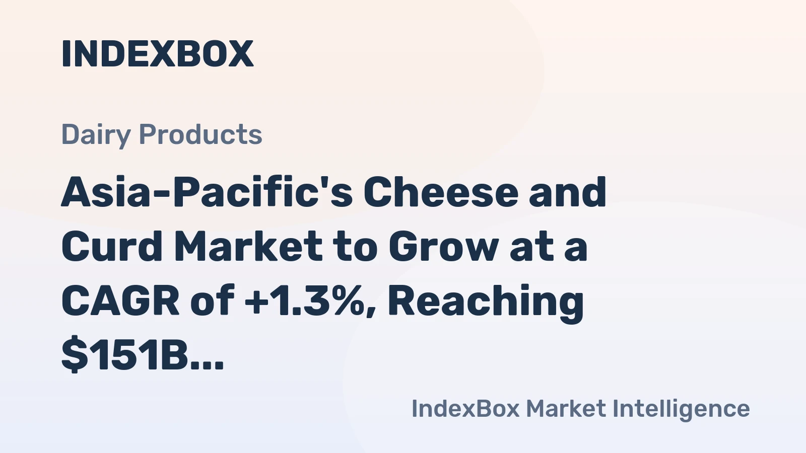 Asia-Pacific's Cheese and Curd Market to Grow at a CAGR of +1.3%, Reaching $151B by 2035