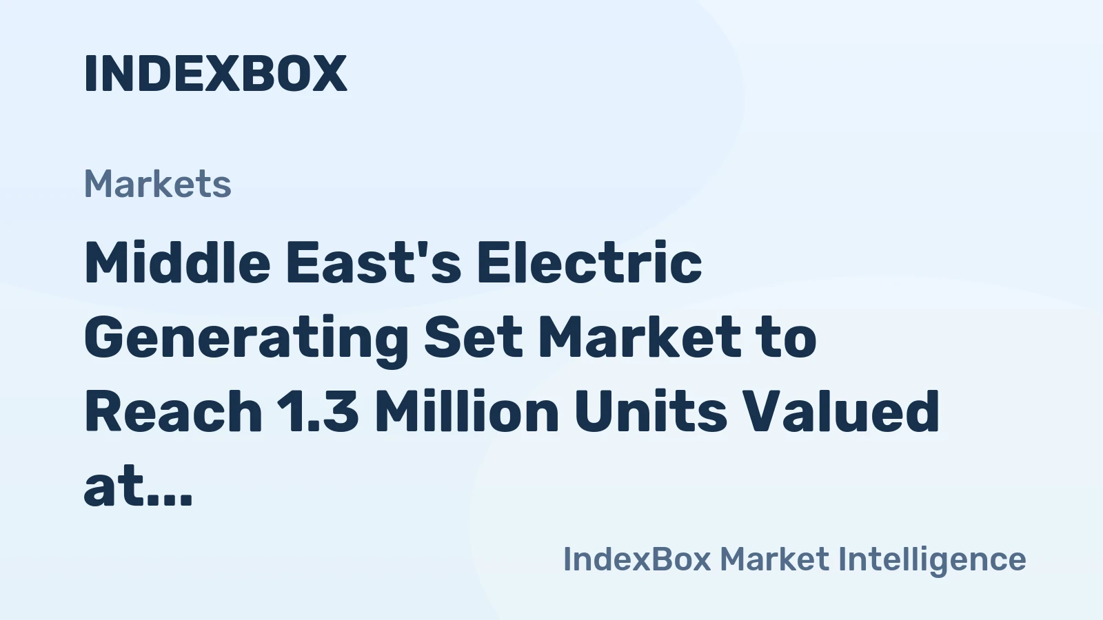 Middle East's Electric Generating Set Market to Reach 1.3 Million Units Valued at $3.3 Billion by 2035