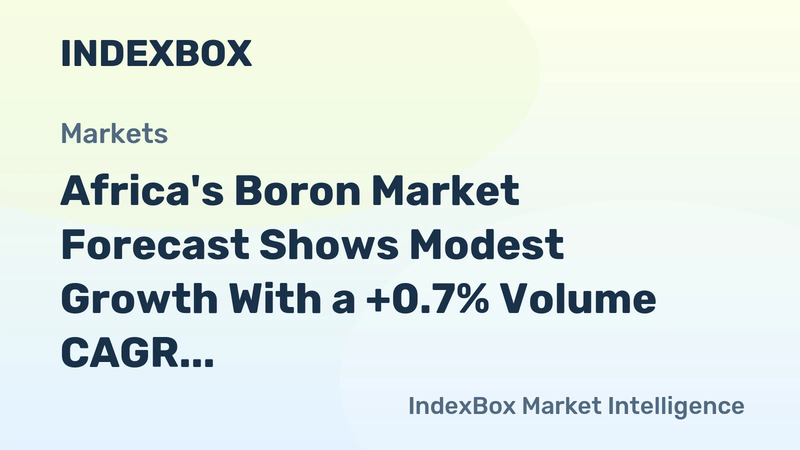 Africa's Boron Market Forecast Shows Modest Growth With a +0.7% Volume CAGR Through 2035