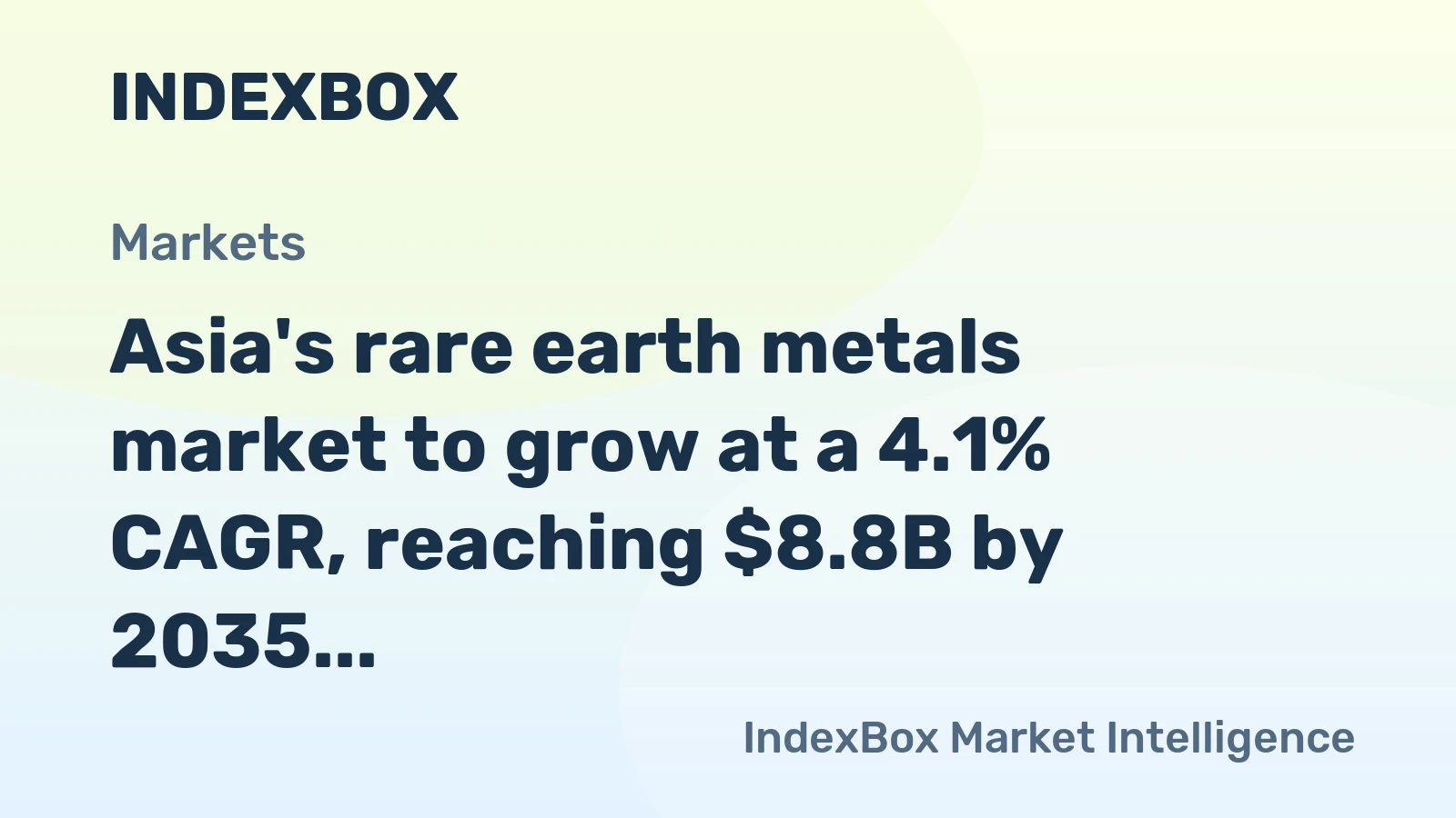 Asia's rare earth metals market to grow at a 4.1% CAGR, reaching $8.8B by 2035 on sustained demand.