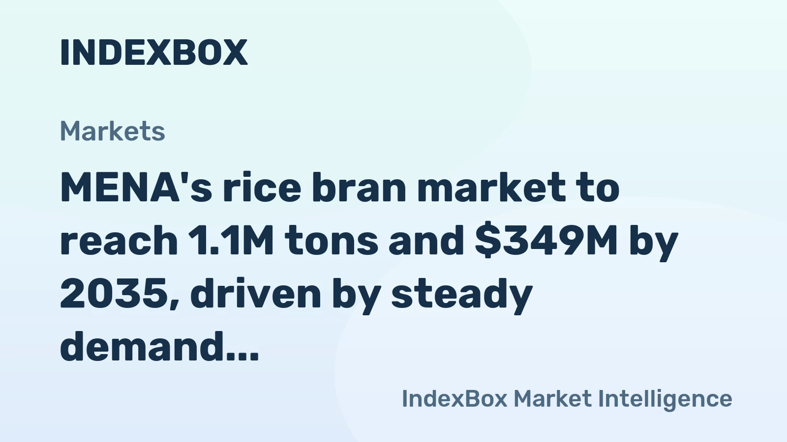 MENA's rice bran market to reach 1.1M tons and $349M by 2035, driven by steady demand growth.