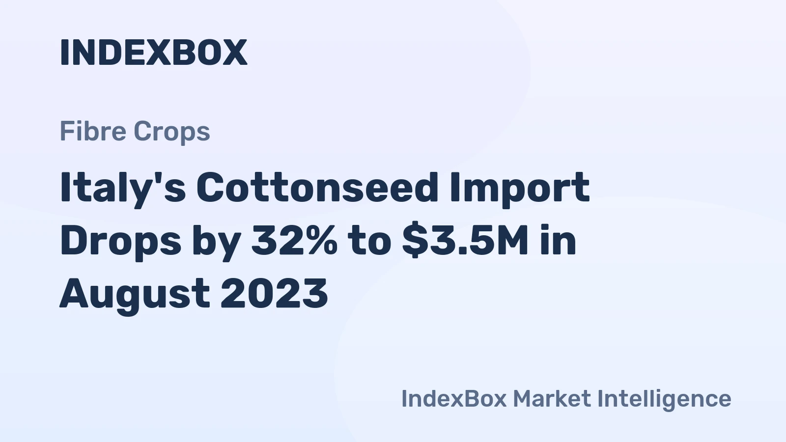 Italy's Cottonseed Import Drops by 32% to $3.5M in August 2023