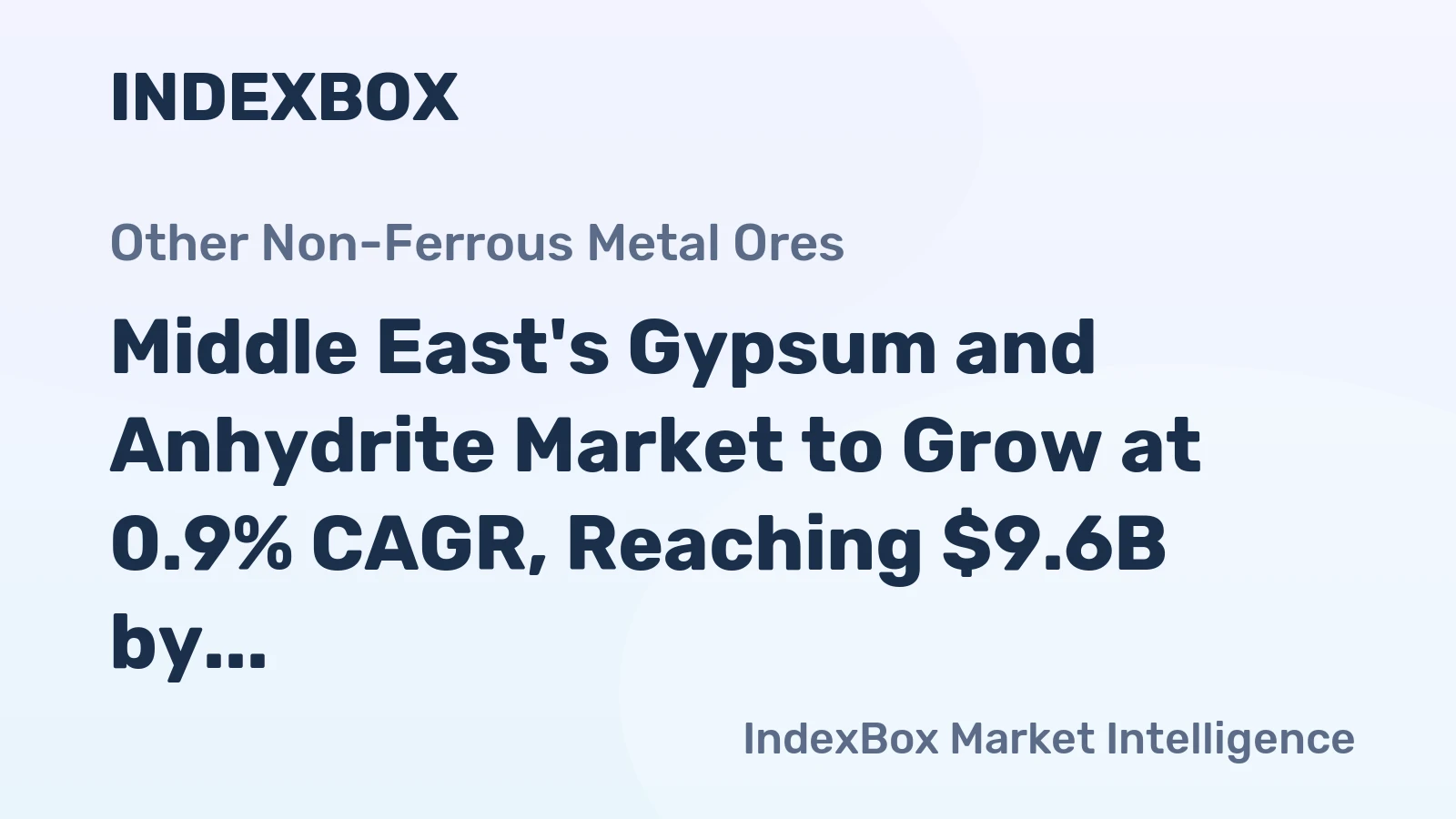 Middle East's Gypsum and Anhydrite Market to Grow at 0.9% CAGR, Reaching $9.6B by 2035