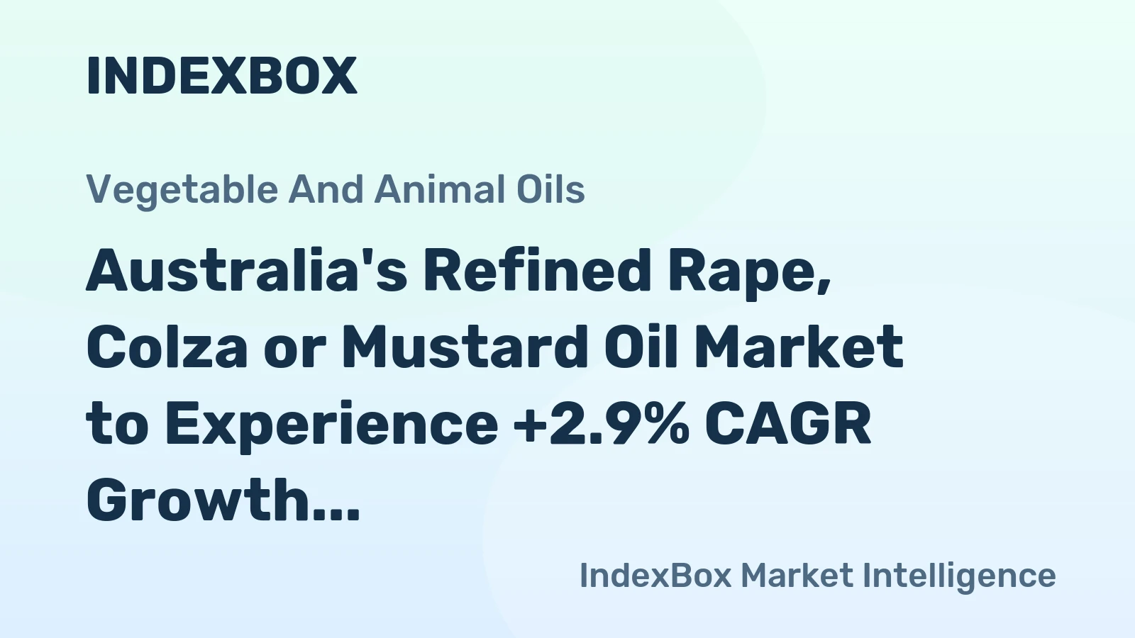 Australia's Refined Rape, Colza or Mustard Oil Market to Experience +2.9% CAGR Growth from 2024-2035