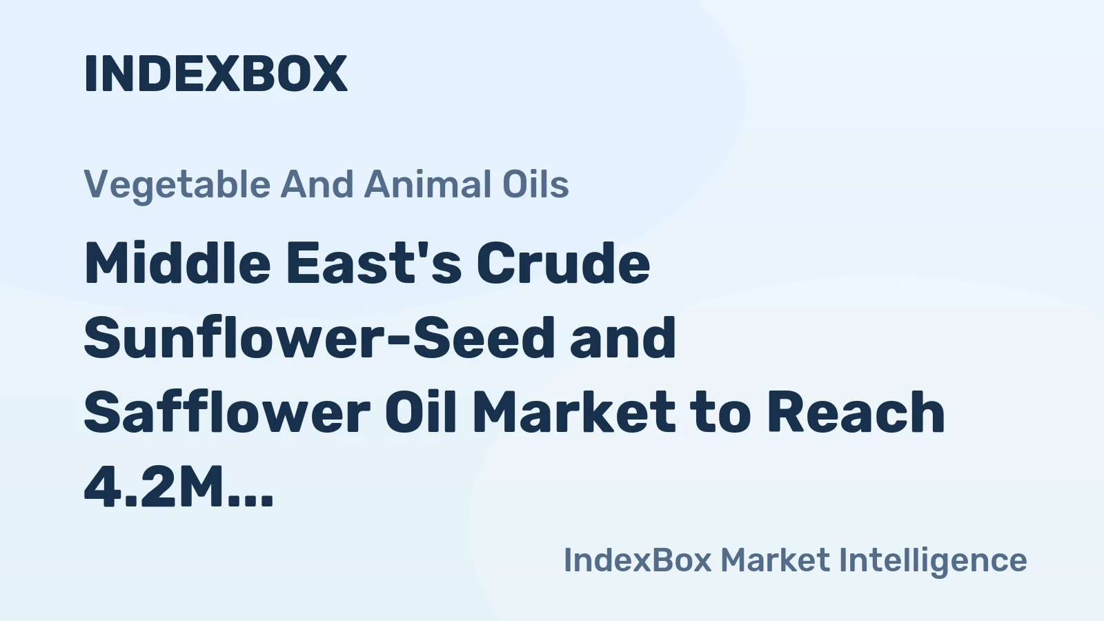 Middle East's Crude Sunflower-Seed and Safflower Oil Market to Reach 4.2M Tons by 2035, Valued at $6.6B