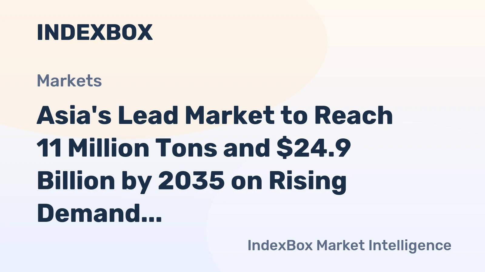 Asia's Lead Market to Reach 11 Million Tons and $24.9 Billion by 2035 on Rising Demand