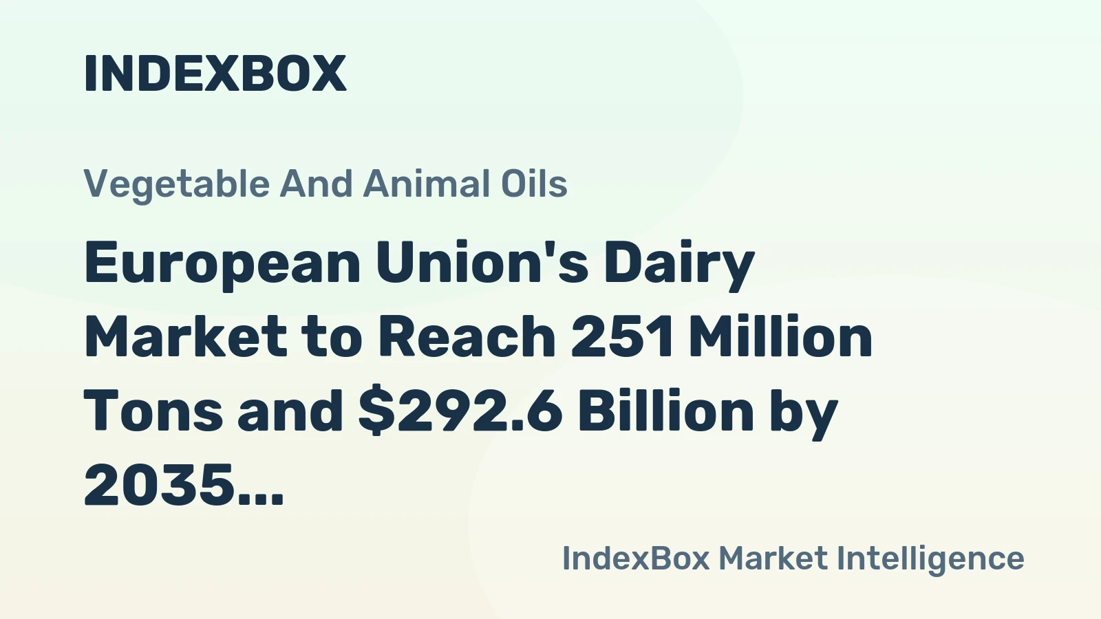 European Union's Dairy Market to Reach 251 Million Tons and $292.6 Billion by 2035 on Steady Growth