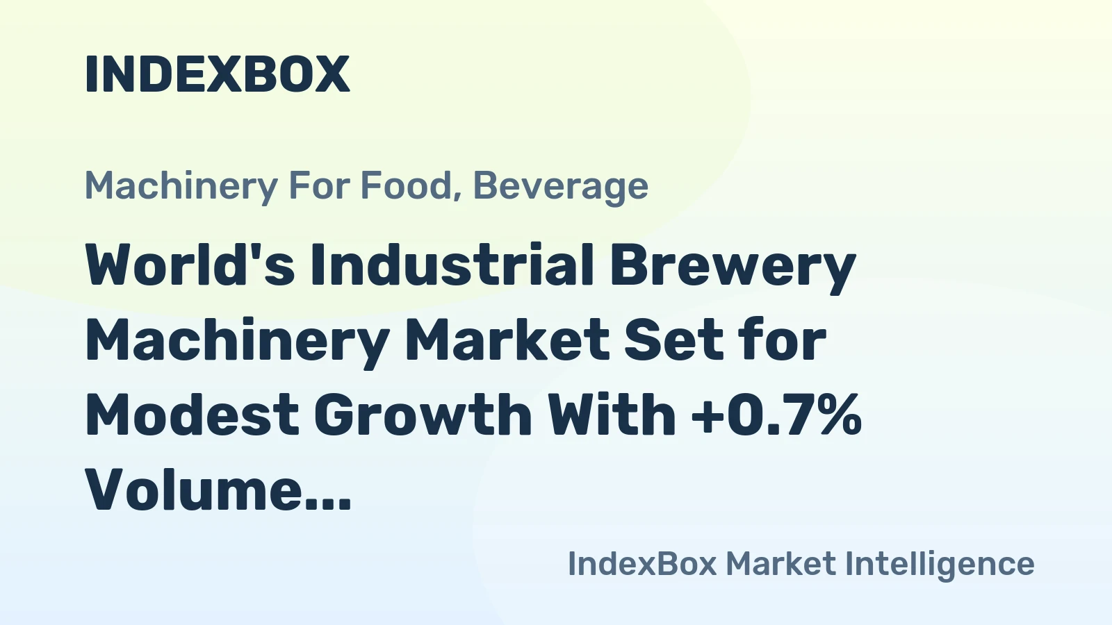 World's Industrial Brewery Machinery Market Set for Modest Growth With +0.7% Volume CAGR Through 2035