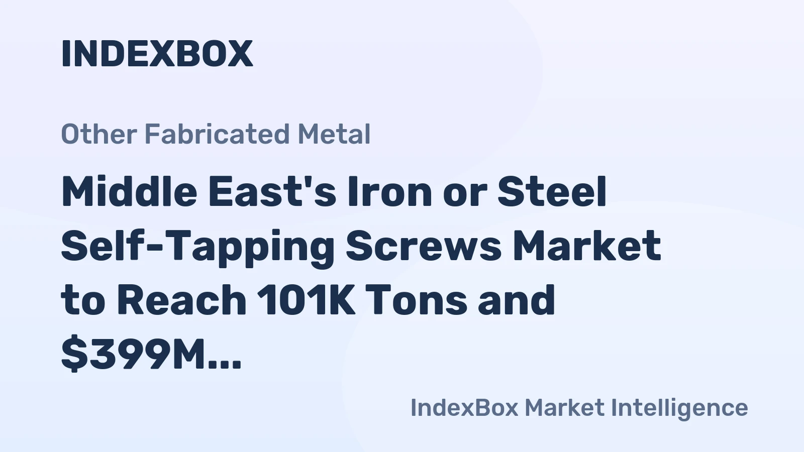 Middle East's Iron or Steel Self-Tapping Screws Market to Reach 101K Tons and $399M by 2035