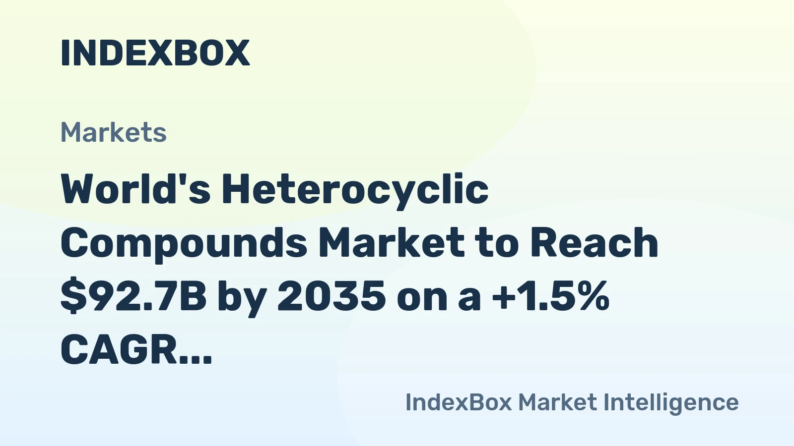 World's Heterocyclic Compounds Market to Reach $92.7B by 2035 on a +1.5% CAGR Value Growth