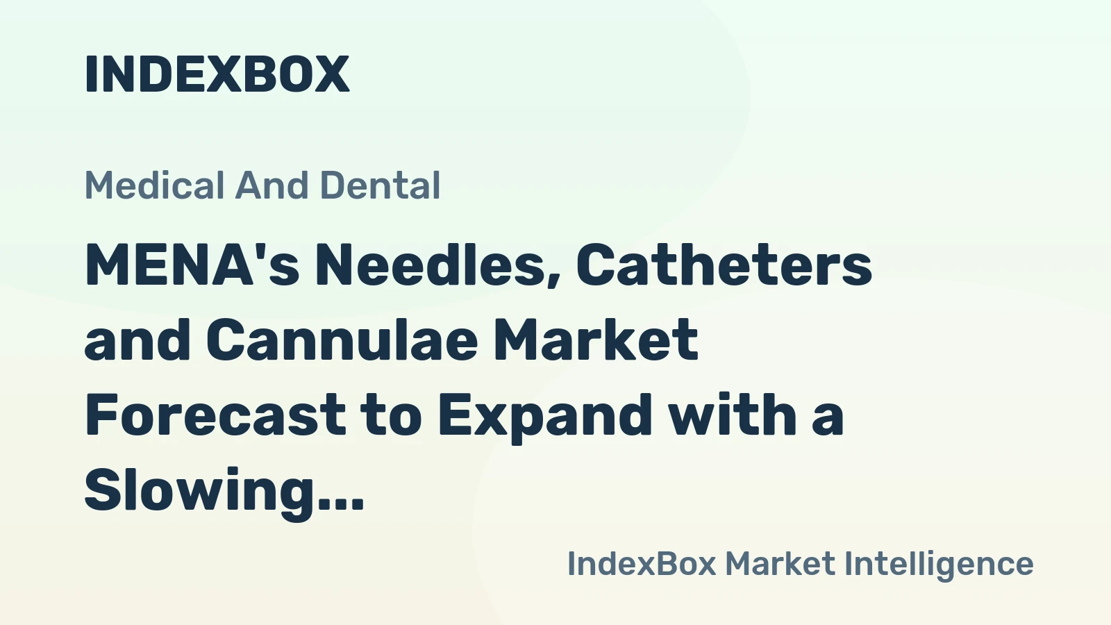 MENA's Needles, Catheters and Cannulae Market Forecast to Expand with a Slowing CAGR of +1.1% Through 2035