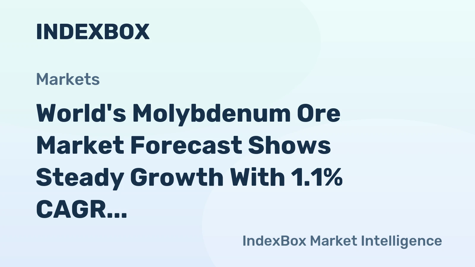 World's Molybdenum Ore Market Forecast Shows Steady Growth With 1.1% CAGR Through 2035