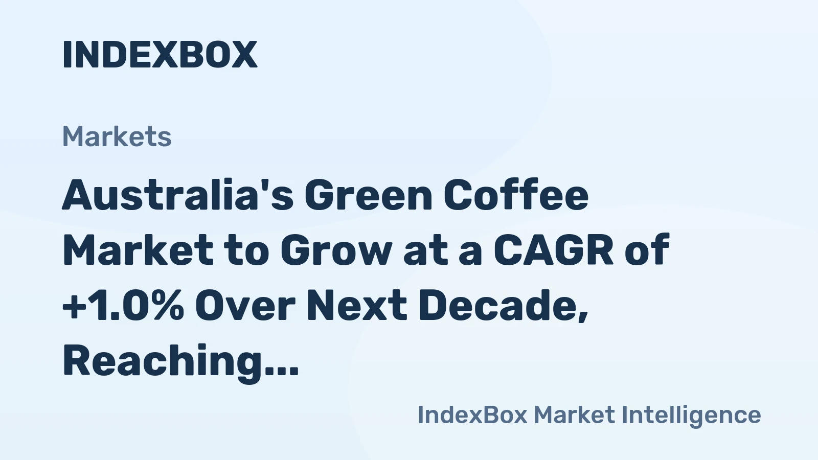 Australia's Green Coffee Market to Grow at a CAGR of +1.0% Over Next Decade, Reaching $486M by 2035