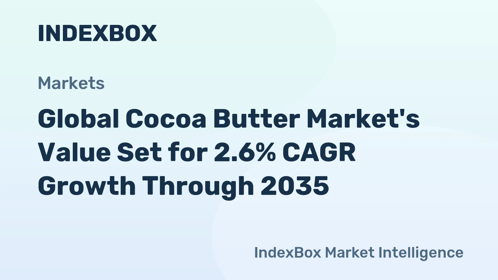 Global Cocoa Butter Market's Value Set for 2.6% CAGR Growth Through 2035