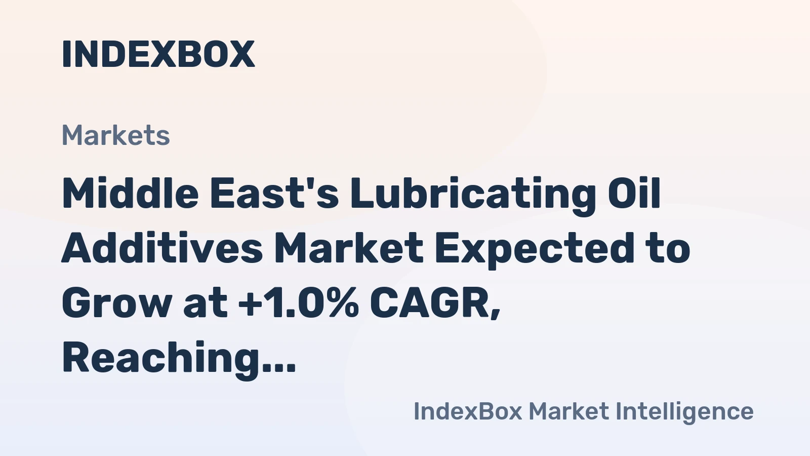 Middle East's Lubricating Oil Additives Market Expected to Grow at +1.0% CAGR, Reaching $1.9B by 2035