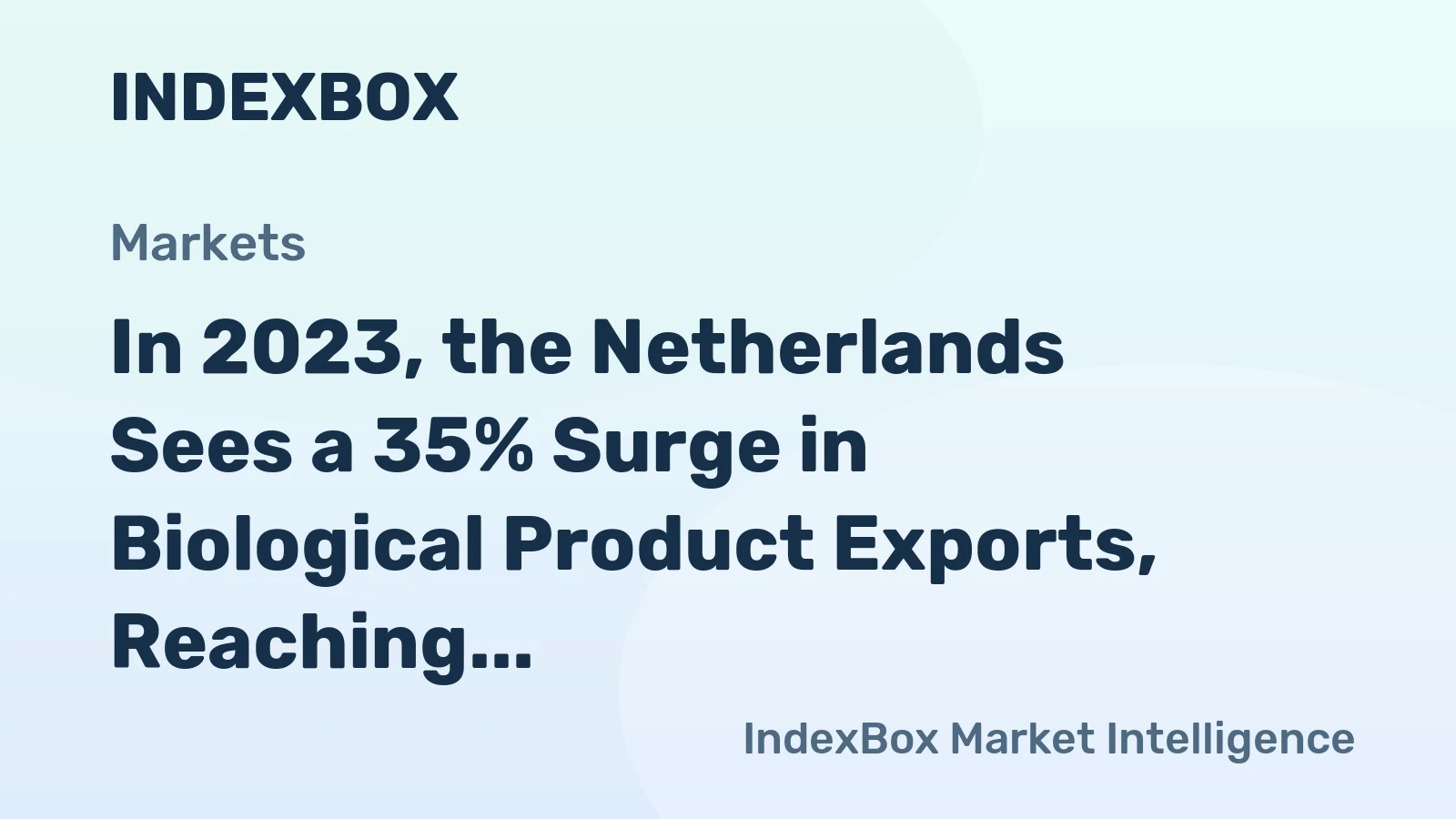 In 2023, the Netherlands Sees a 35% Surge in Biological Product Exports, Reaching $20.2 Billion