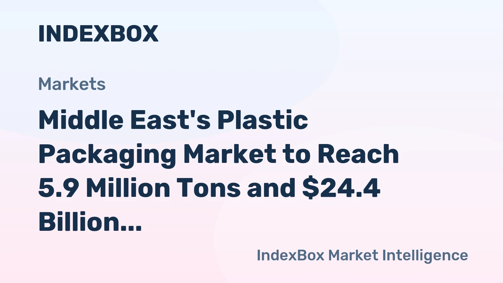 Middle East's Plastic Packaging Market to Reach 5.9 Million Tons and $24.4 Billion by 2035